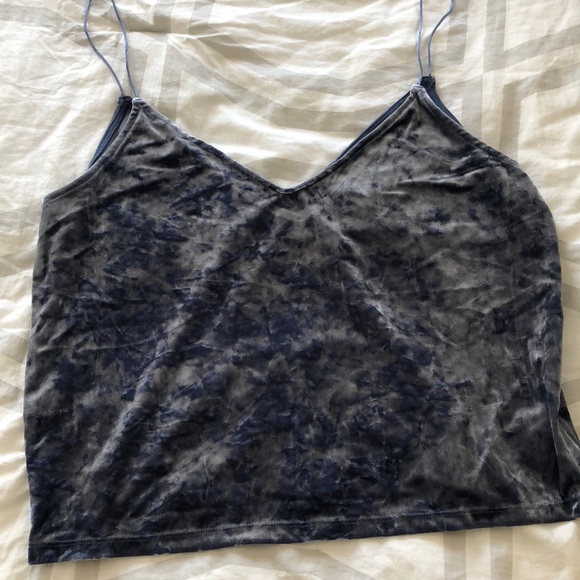 Tops | Light Blue Velvet Crop Tank | Poshmark